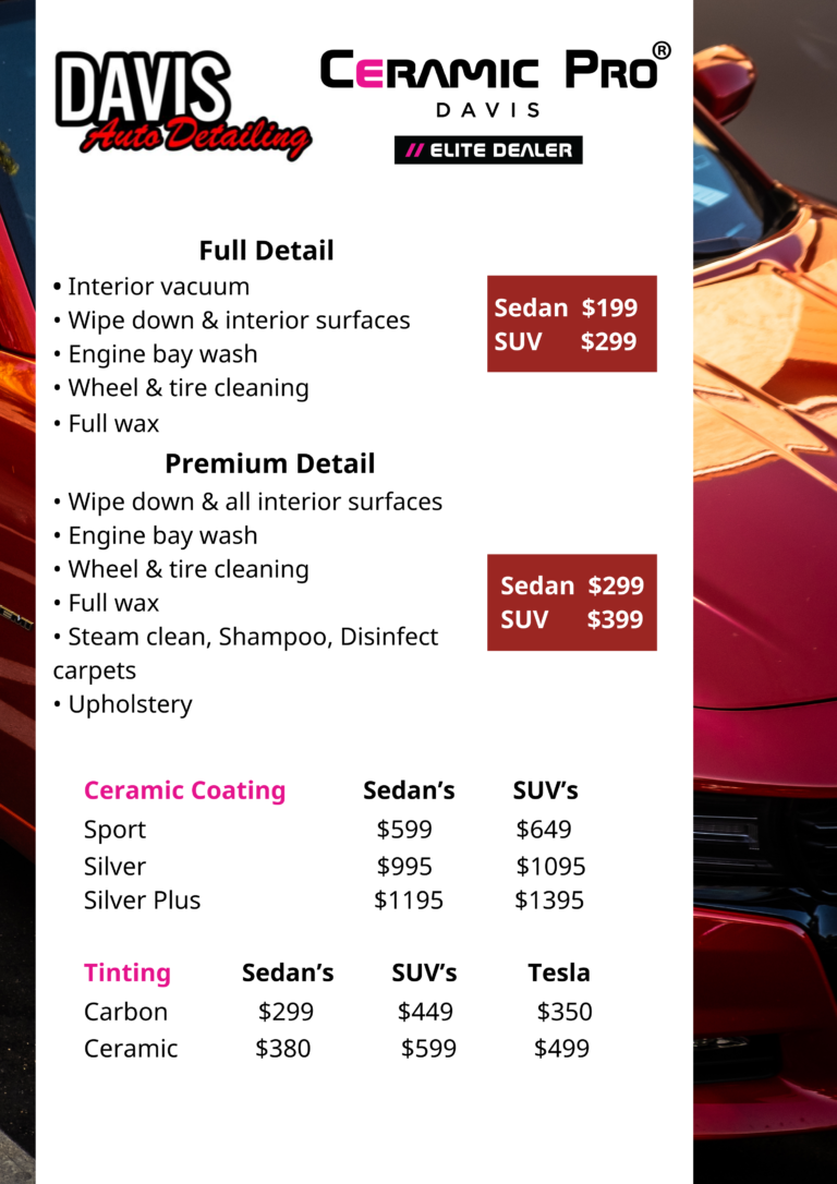 Menu - Davis Auto Detailing